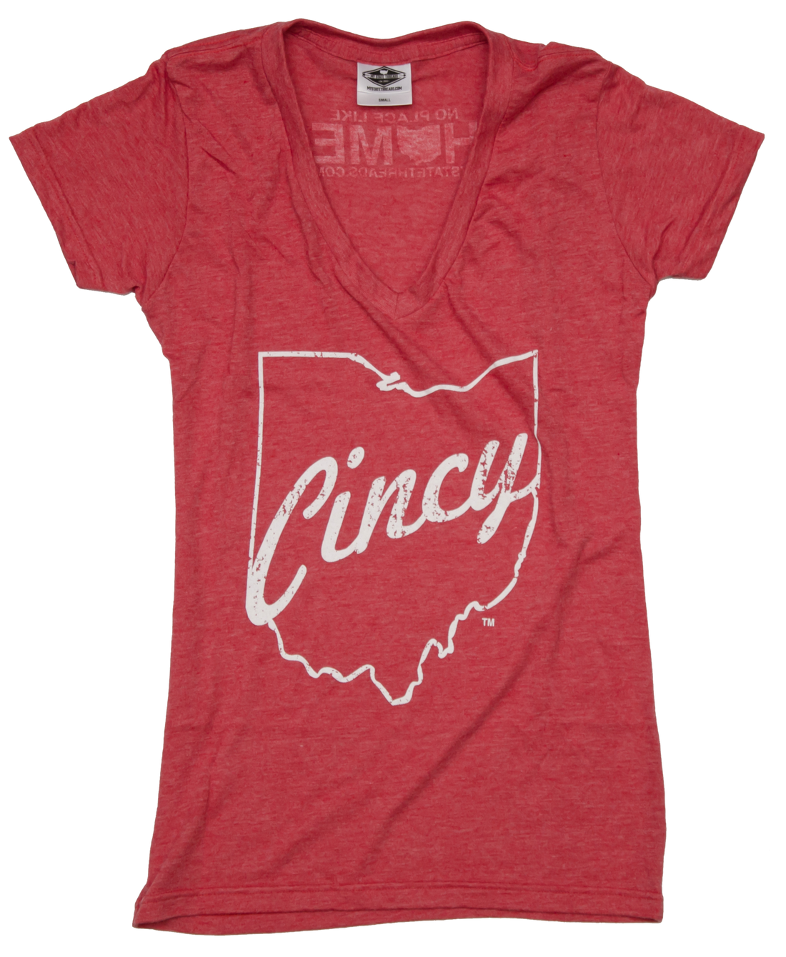 OHIO LADIES RED V-NECK | CINCY | White – My State Threads